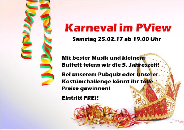 Karneval im PVIEW - PVIEW Snooker Dart Billard & Events